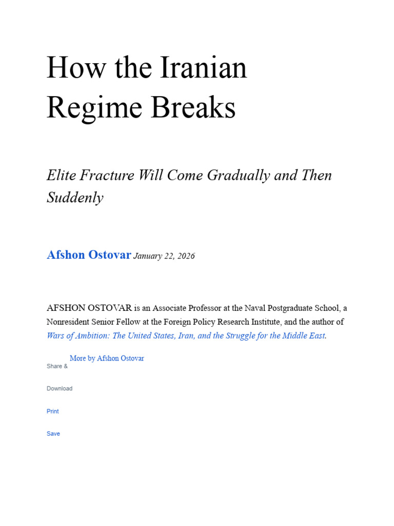 How The Iranian Regime Breaks | PDF | Iran | Ali Khamenei