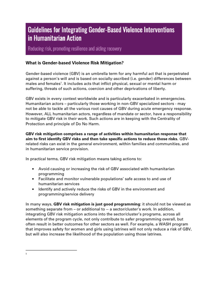 What is GBV Risk Mitigation | PDF | Violence | Violence Against Women