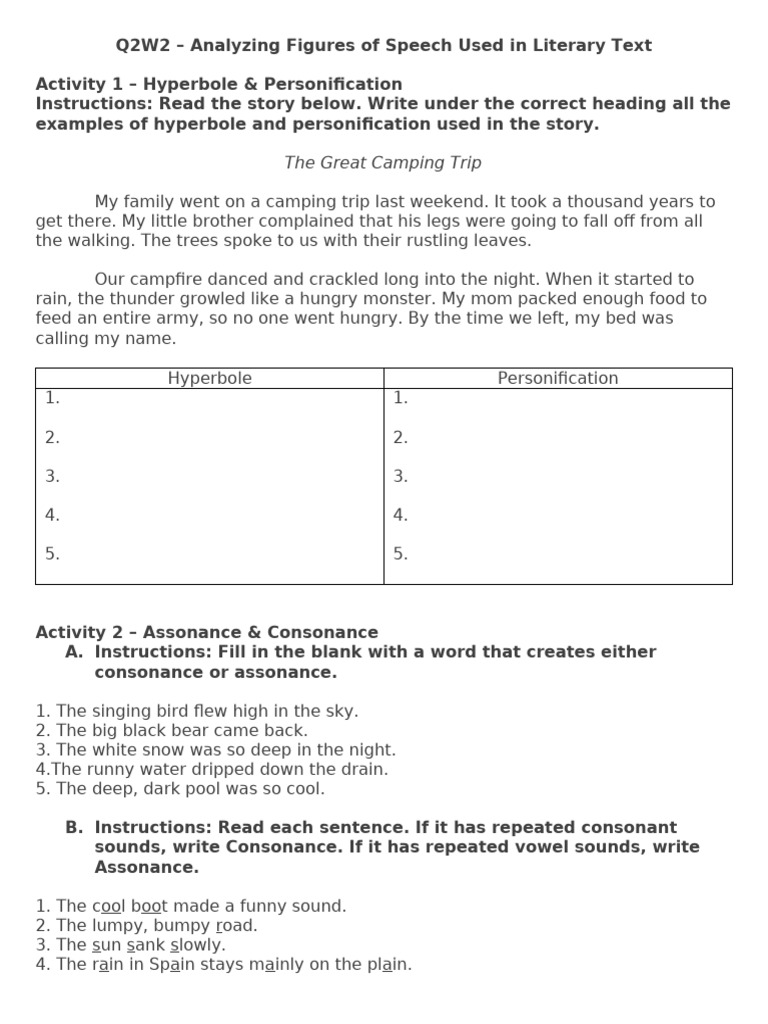 Q2W2 Activity Sheets - Analyzing Figures of Speech Used in Literary ...
