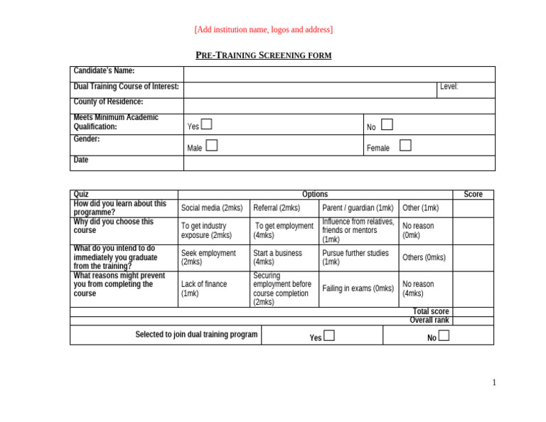 Candidate Screening Template | PDF