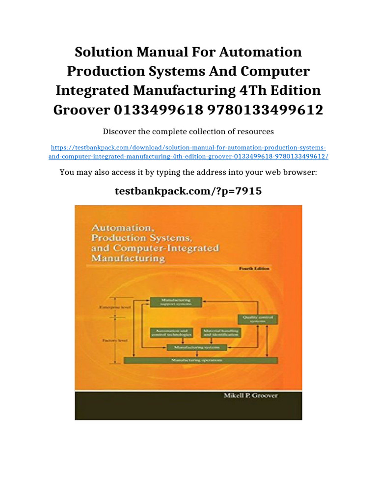Solution Manual for Automation Production Systems and Computer ...