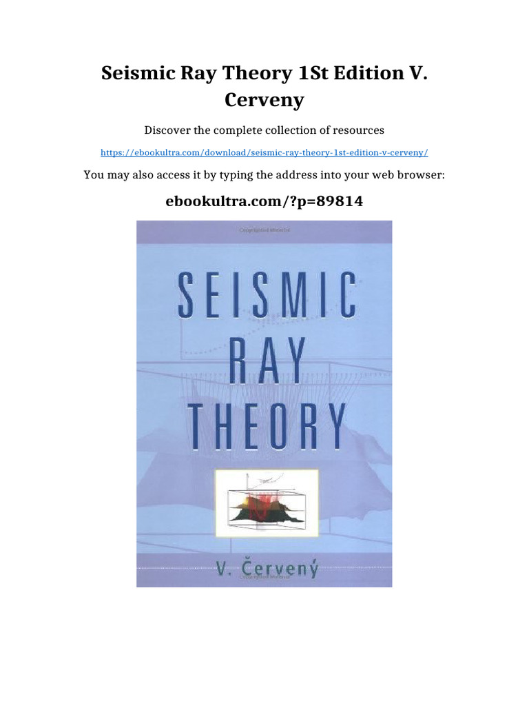 Seismic Ray Theory 1st Edition V. Cerveny online version | PDF ...