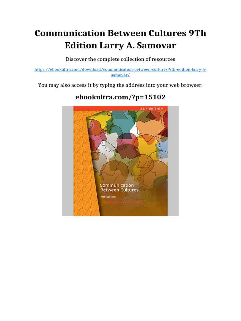 Communication Between Cultures 9th Edition Larry A. Samovar Newest ...
