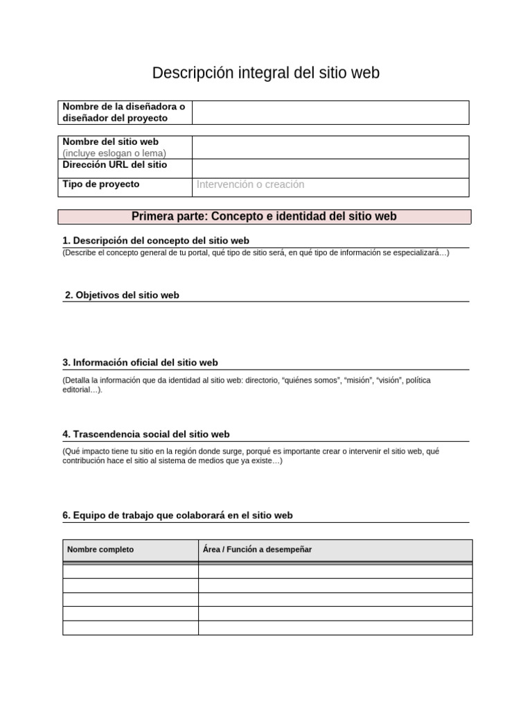 Descripción Integral Del Sitio Web | PDF | Sitios web | Red mundial