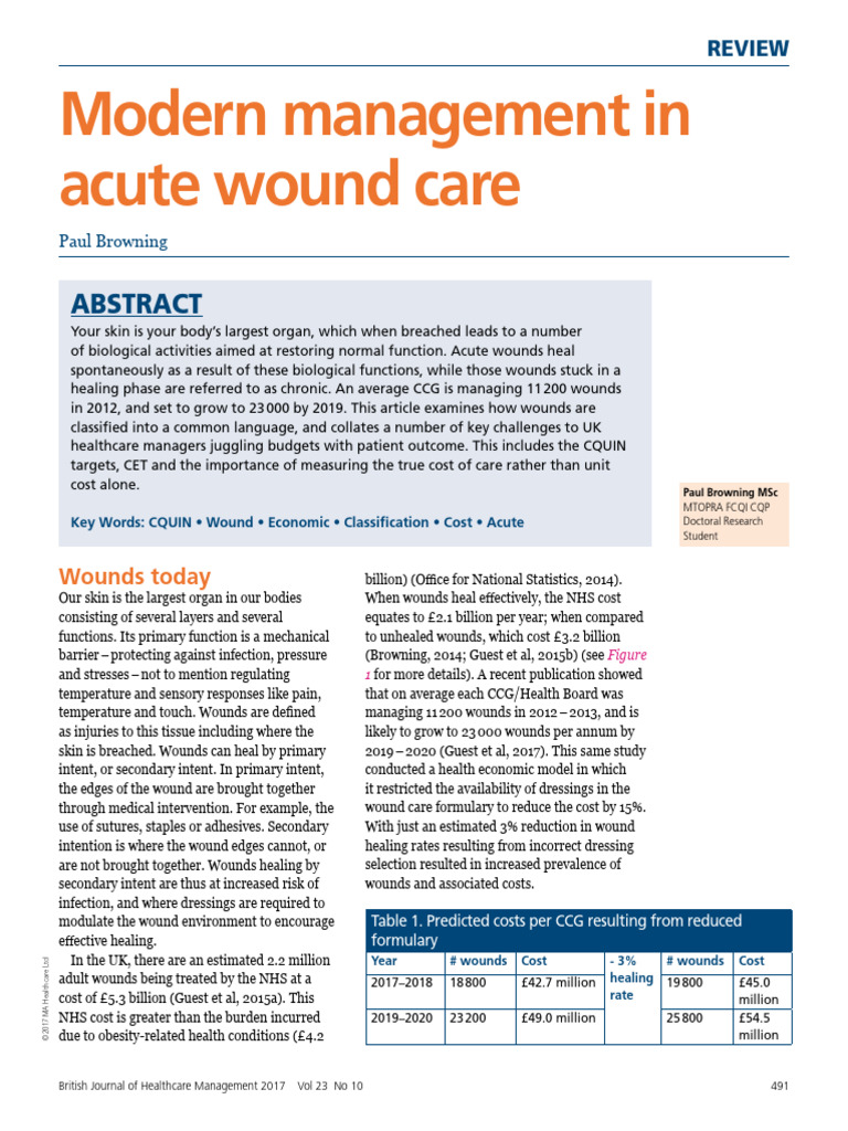 Modern Management in Acute Wound Care | PDF | Wound | Healing