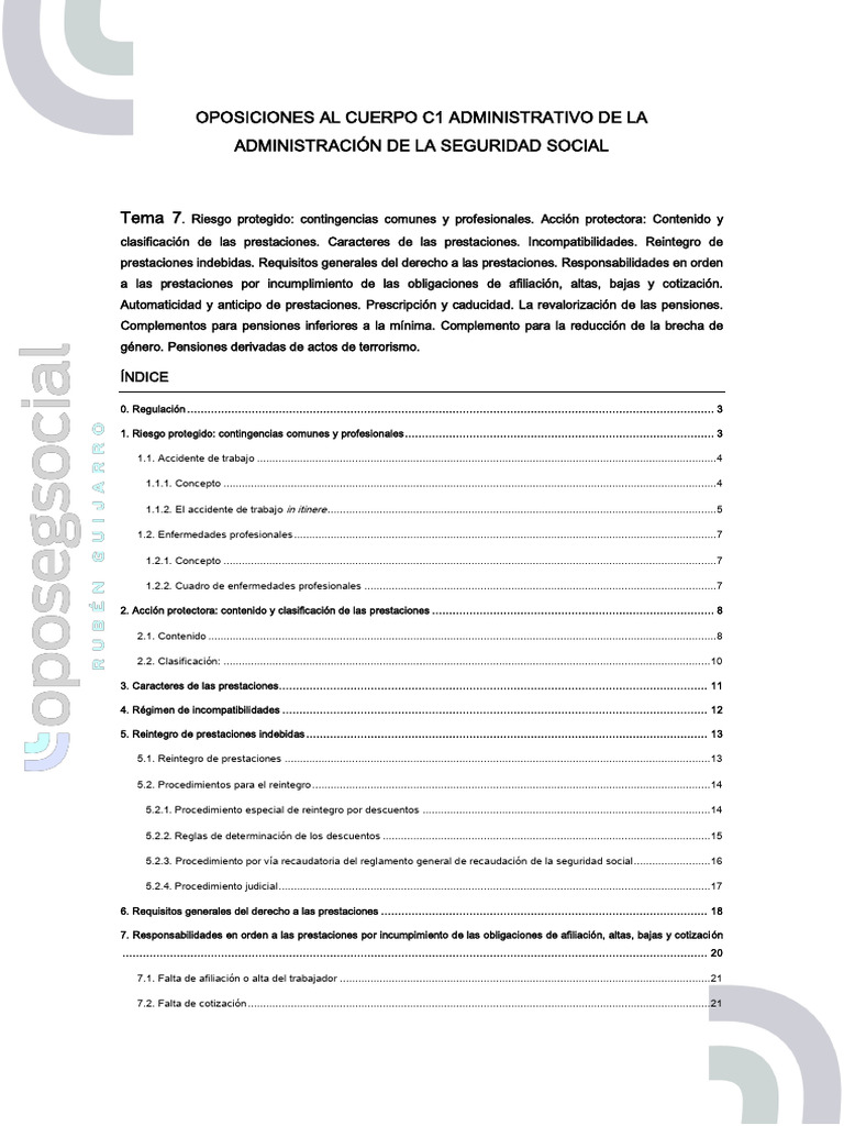 Tema 7 CASS. Contingencias, Acción Protectora y Prestaciones_25!10!2 ...