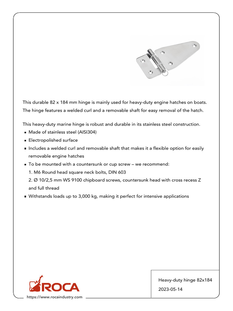Heavy-duty Hinge 82x184 | PDF