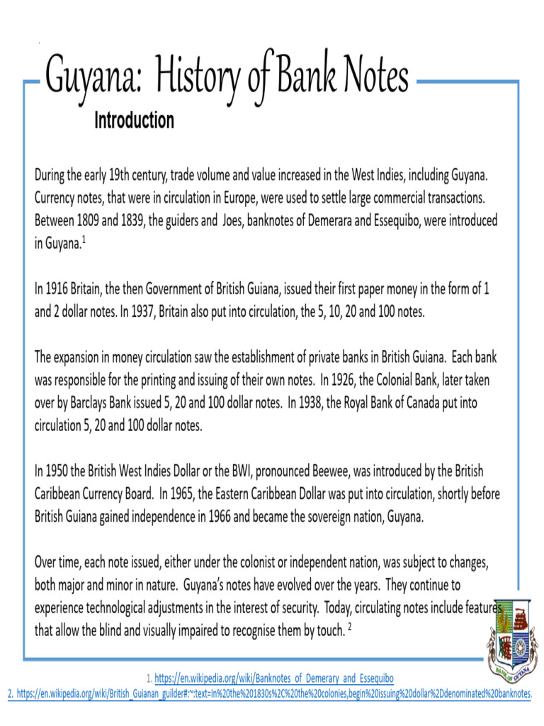 History of Guyana Notes | PDF | Currency | Foreign Exchange Market