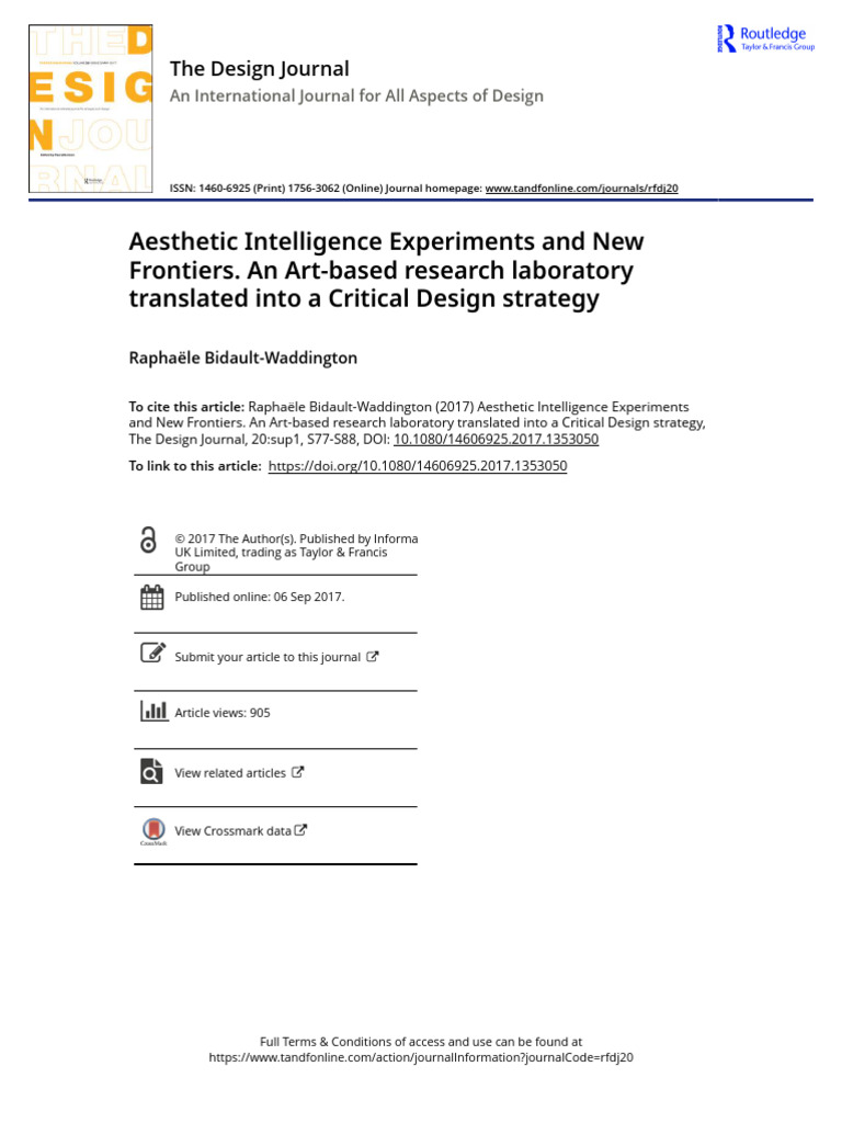 Aesthetic Intelligence Experiments and New Frontiers. an Art-based ...