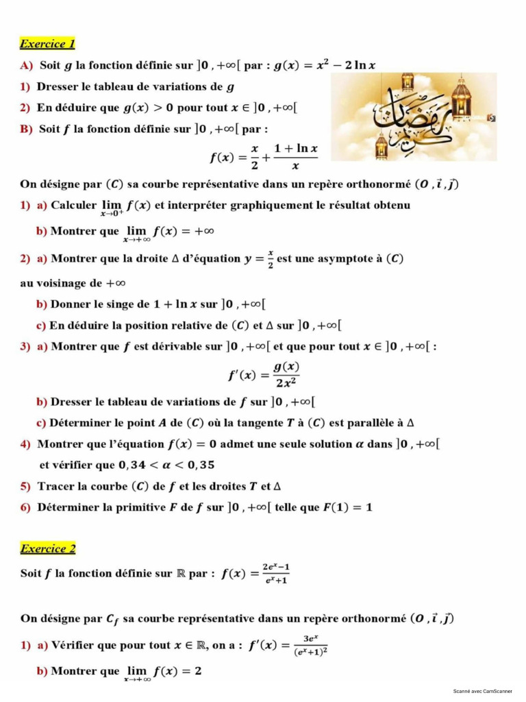 Correction Exam de Maths Pour SC PC | PDF