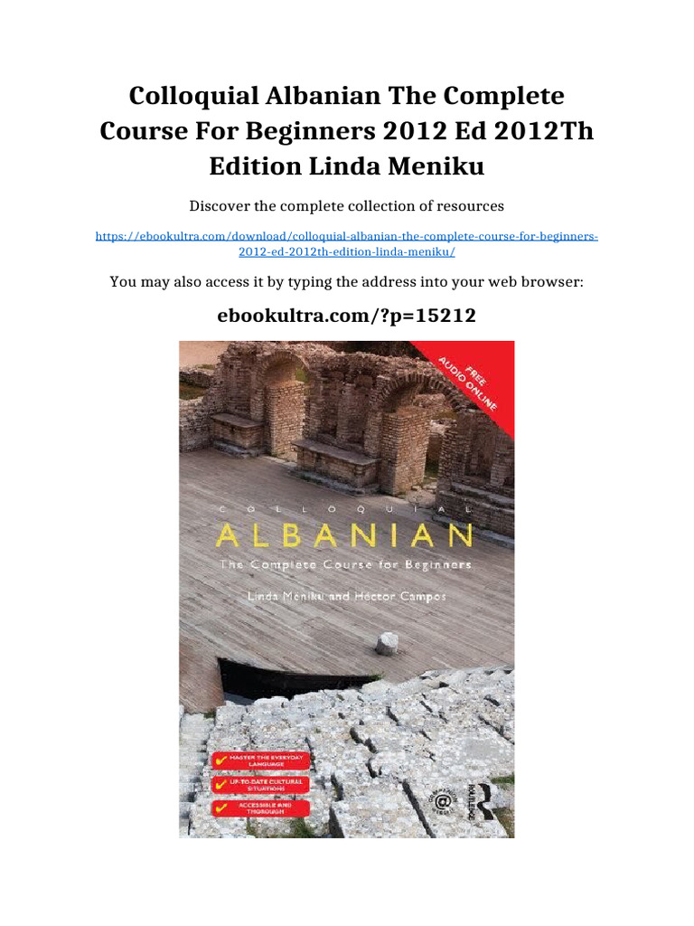 Colloquial Albanian The Complete Course For Beginners 2012 Ed 2012th ...