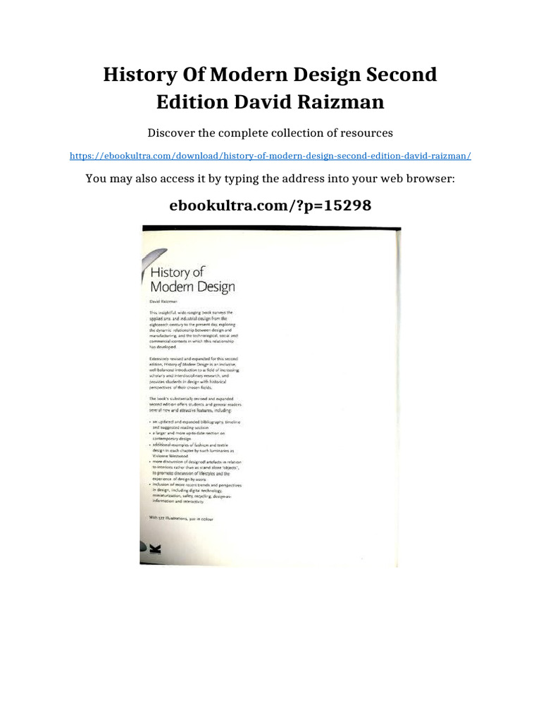 History of Modern Design Second Edition David Raizman newest edition ...