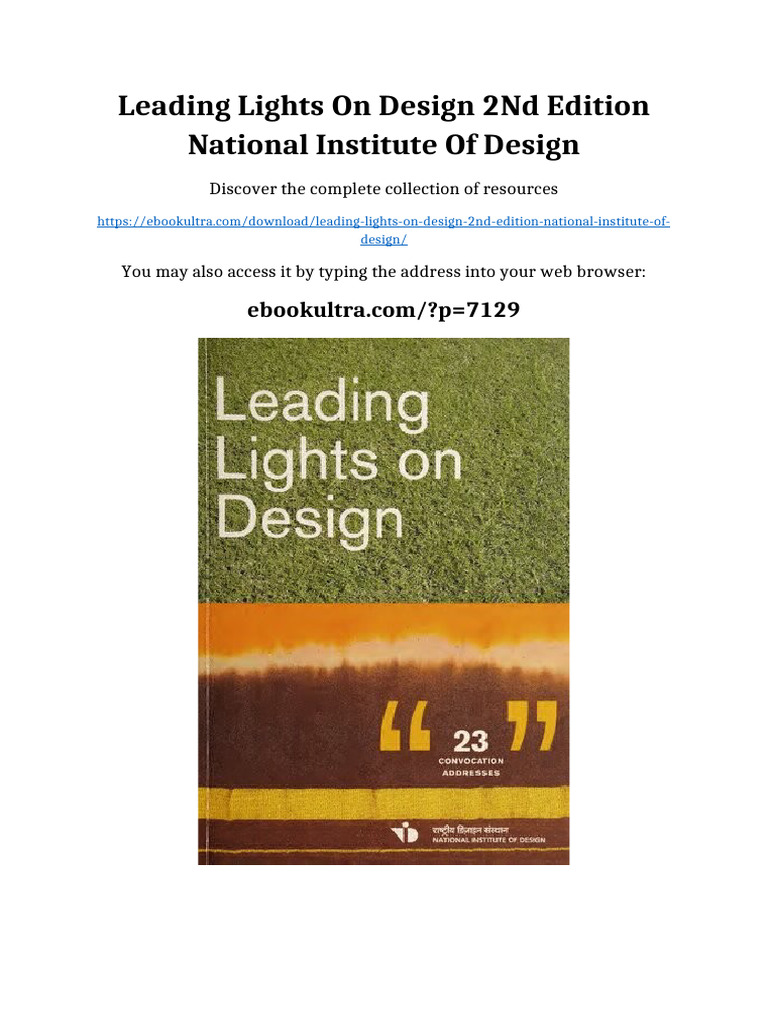 Leading Lights on Design 2nd Edition National Institute Of Design ...