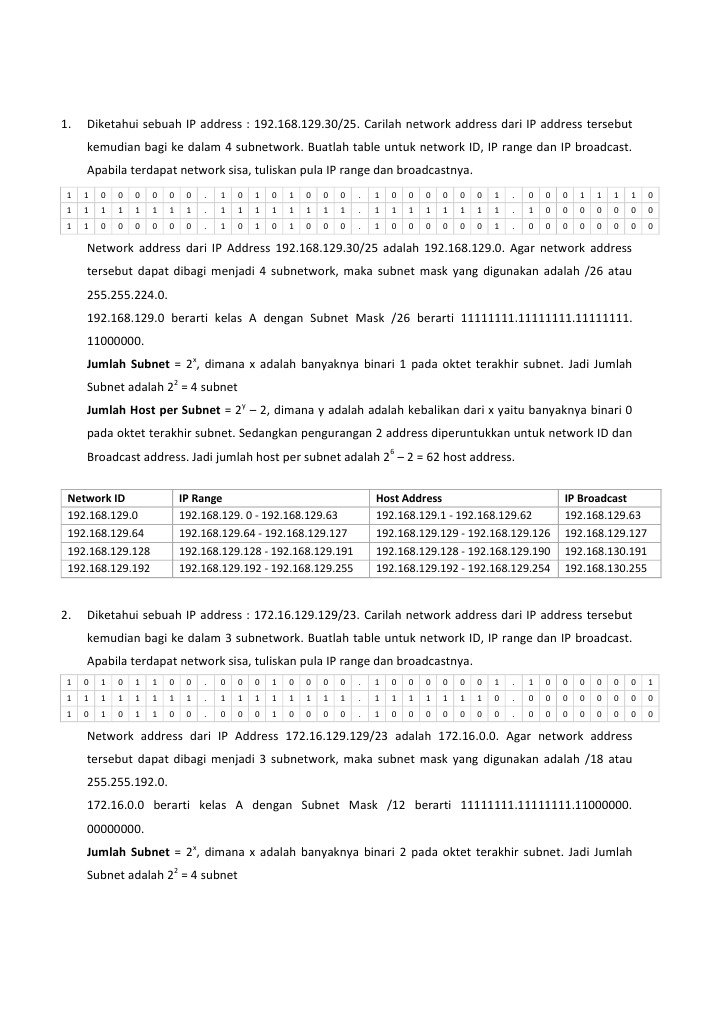 Contoh Subnetting | PDF