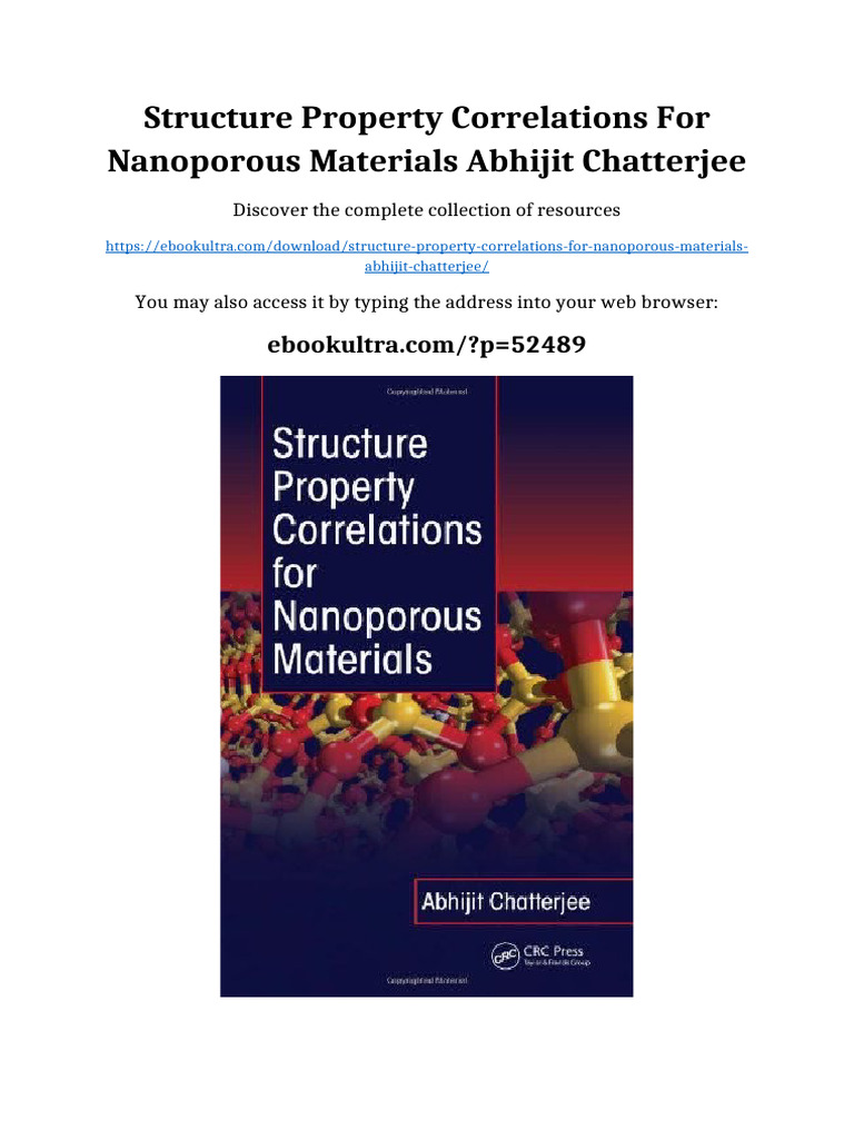 Structure Property Correlations For Nanoporous Materials Abhijit ...