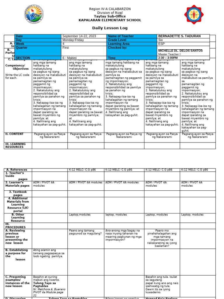 DLL_ESP 6_Q1_W4 | PDF