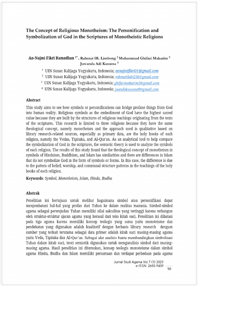 View of the Concept of Religious Monotheism_ the Personification and ...
