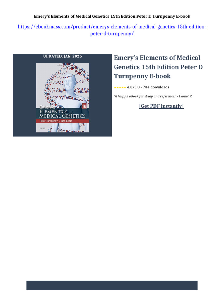 Emery’s Elements of Medical Genetics 15th Edition Peter D Turnpenny ...