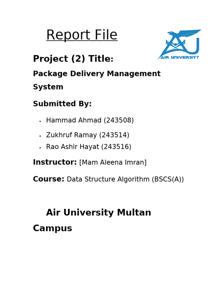 Package Delivery Management System Report | PDF