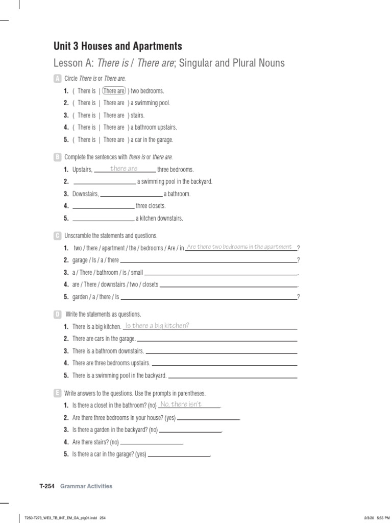 World English 3e Level Intro Grammar Activities Unit 3 Lesson A | PDF ...