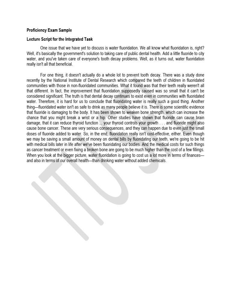 Proficiency Exam Sample Lecture Script for the Integrated Task | PDF