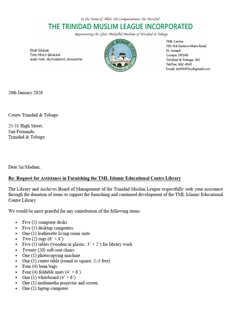 TML Request For Library Furnishings Courts Ver | PDF