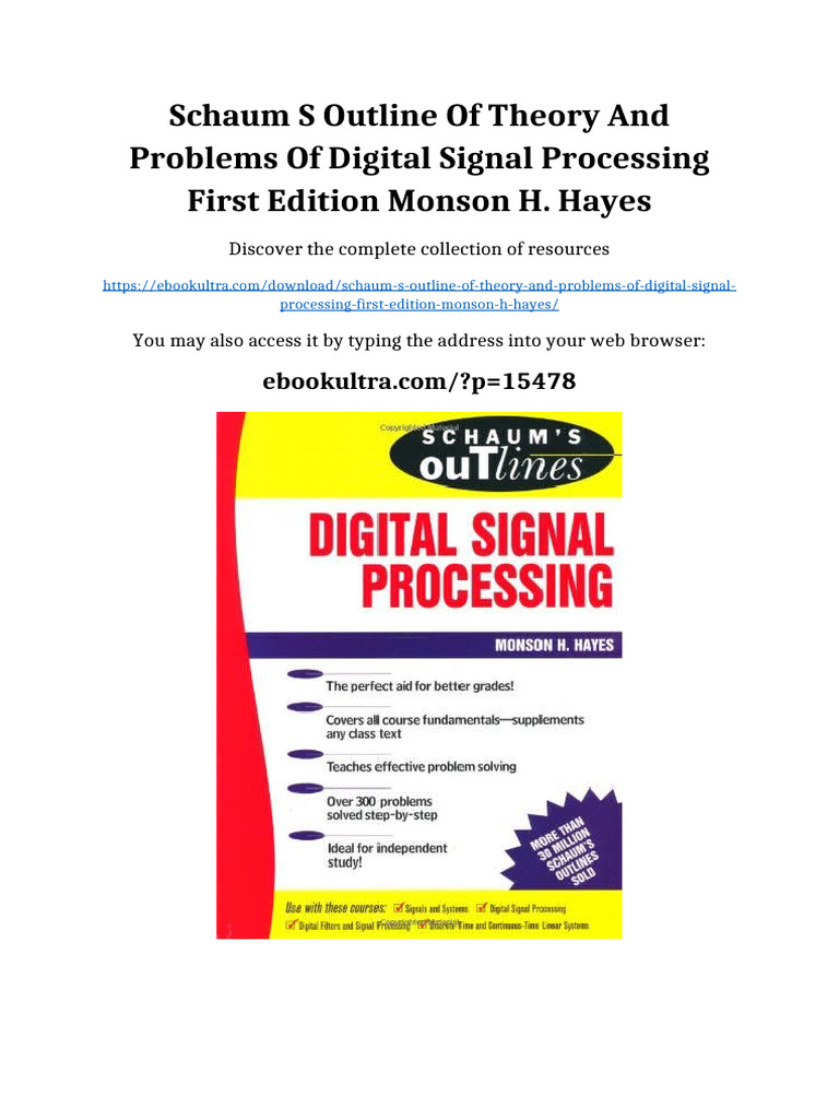 Schaum S Outline of Theory and Problems of Digital Signal Processing ...