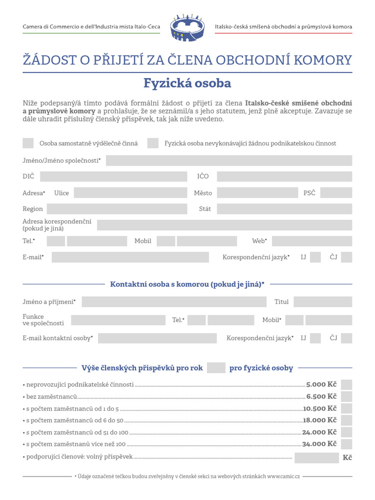 CAMIC Formular Zadost o Prijeti Fyzicka Os CZ 3 | PDF