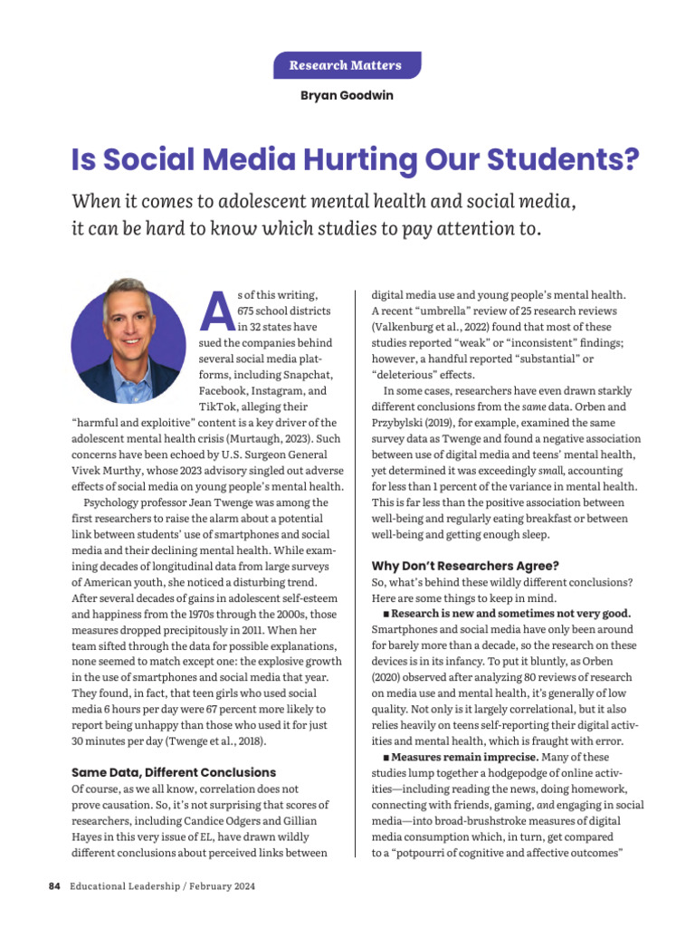 Is Social Media Hurting Our Students? | PDF | Adolescence | Mental Health