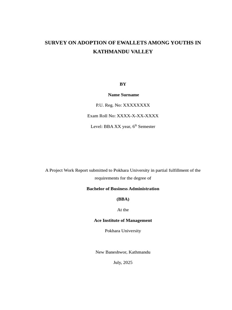 Sample - Project Work Report - Bba 6th Semester - Ace Institute of ...