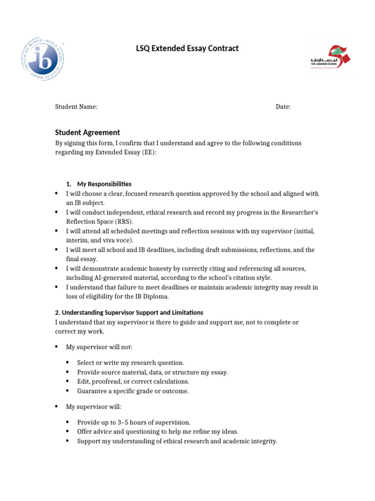 EE Student Agreement Form | PDF