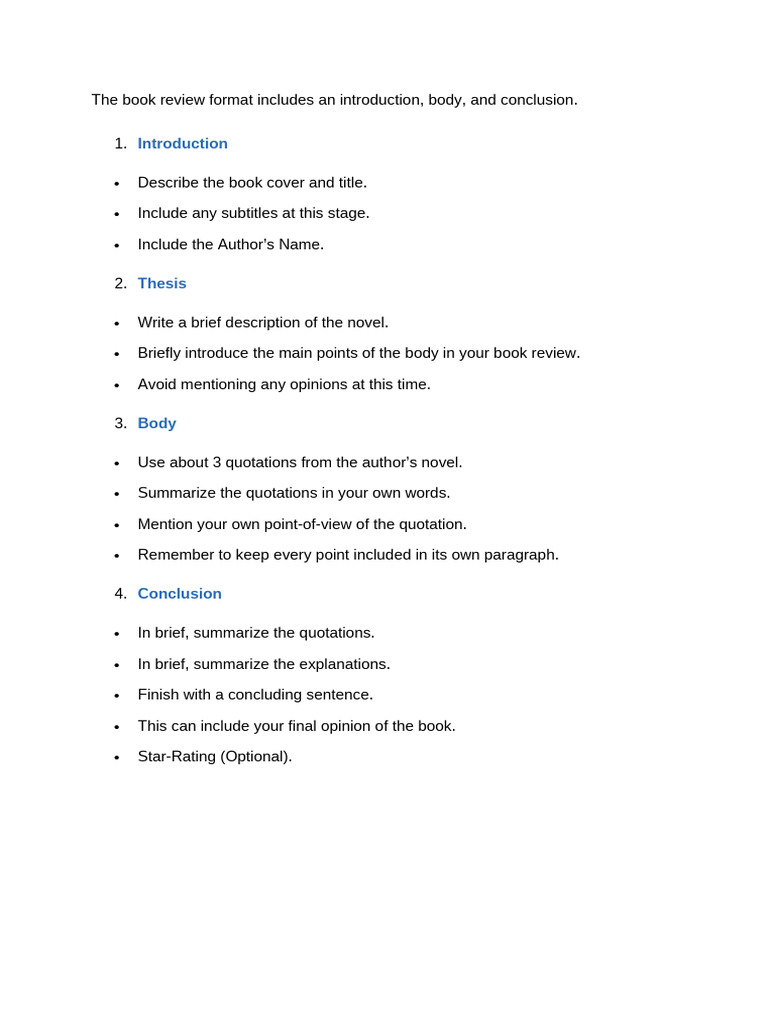 The Book Review Format Includes An Introduction | PDF