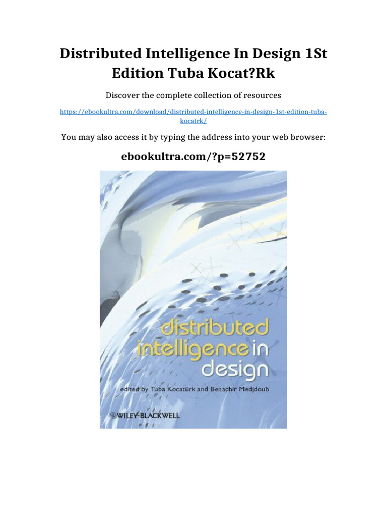 Distributed Intelligence In Design 1st Edition Tuba Kocat?Rk available ...