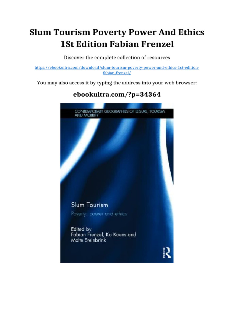 Slum Tourism Poverty Power and Ethics 1st Edition Fabian Frenzel online ...