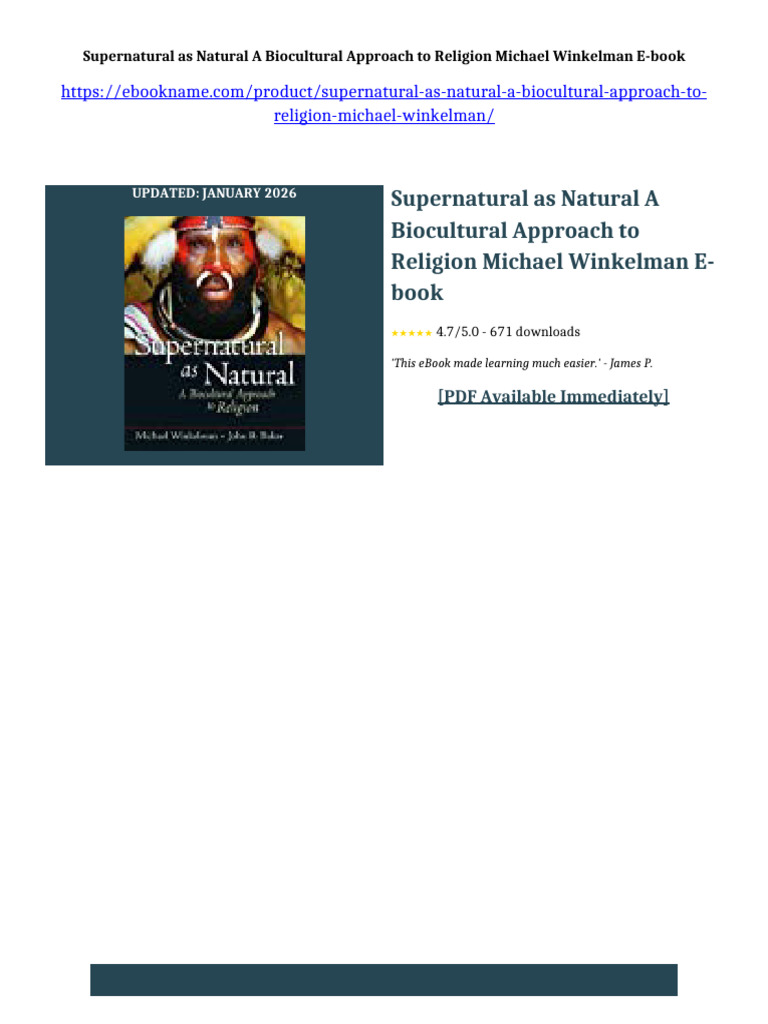 Supernatural as Natural A Biocultural Approach to Religion Michael ...