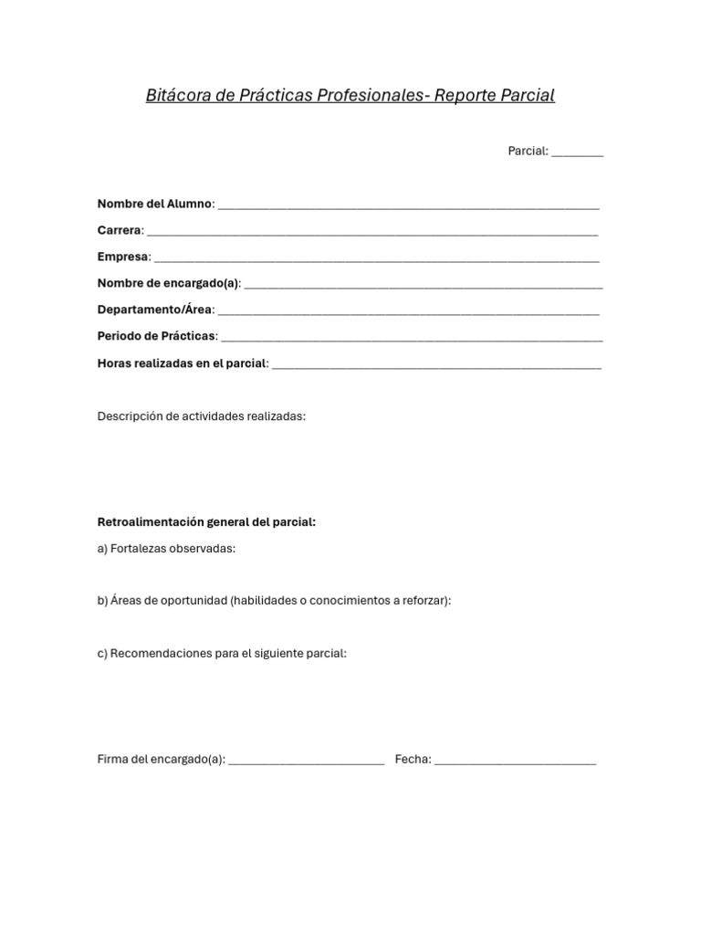 Bitacora+Parcial+de+Pr%C3%A1cticas+Profesionales+1 | PDF