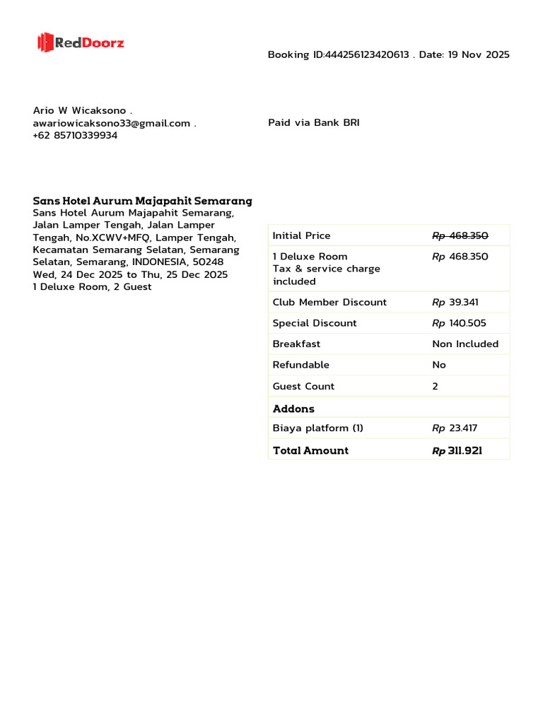 Booking Invoice | PDF