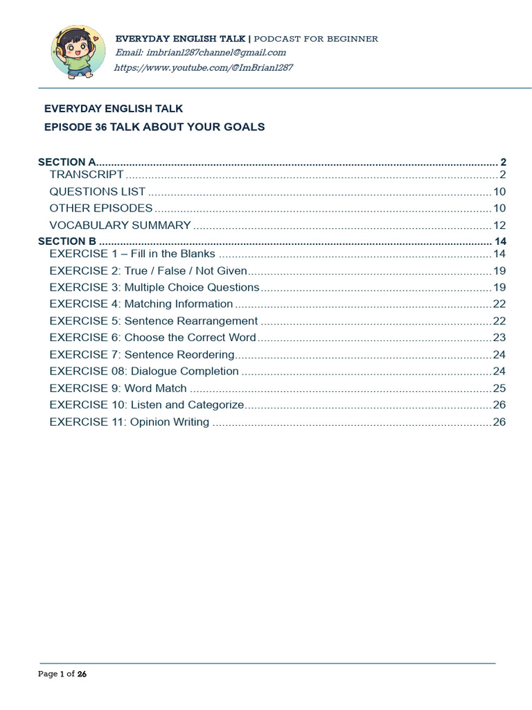 Everyday English Talk - 36 Talk About Your Goals | PDF | English Language