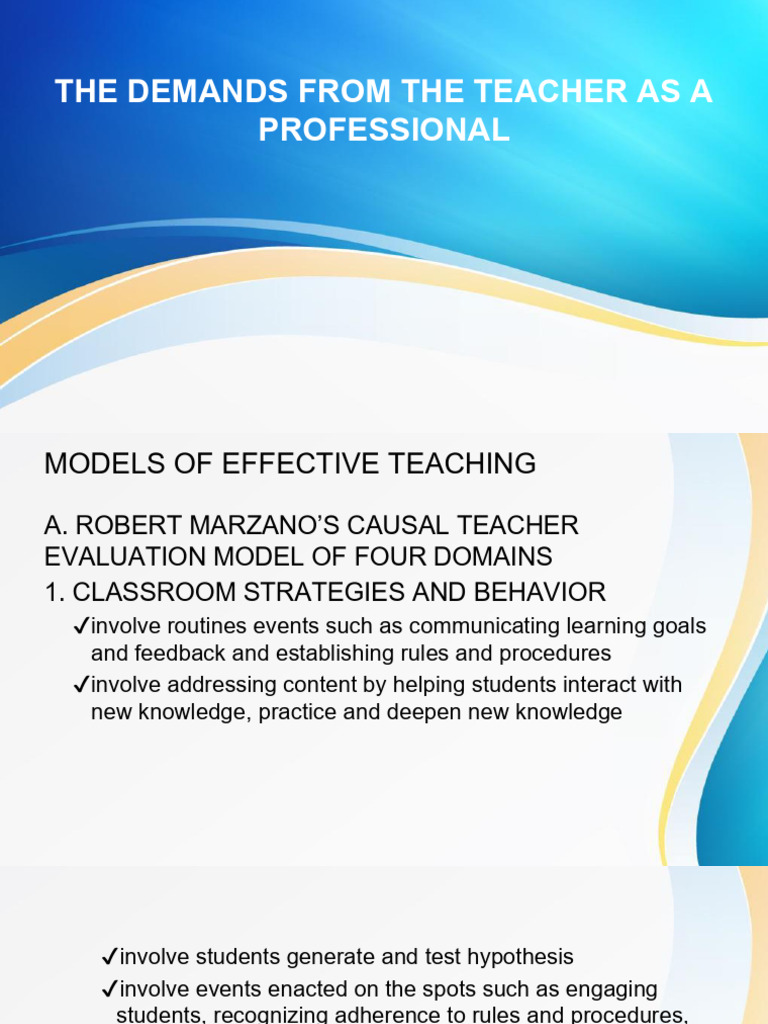 The Demands From the Teacher as a Professional | PDF | Teachers ...