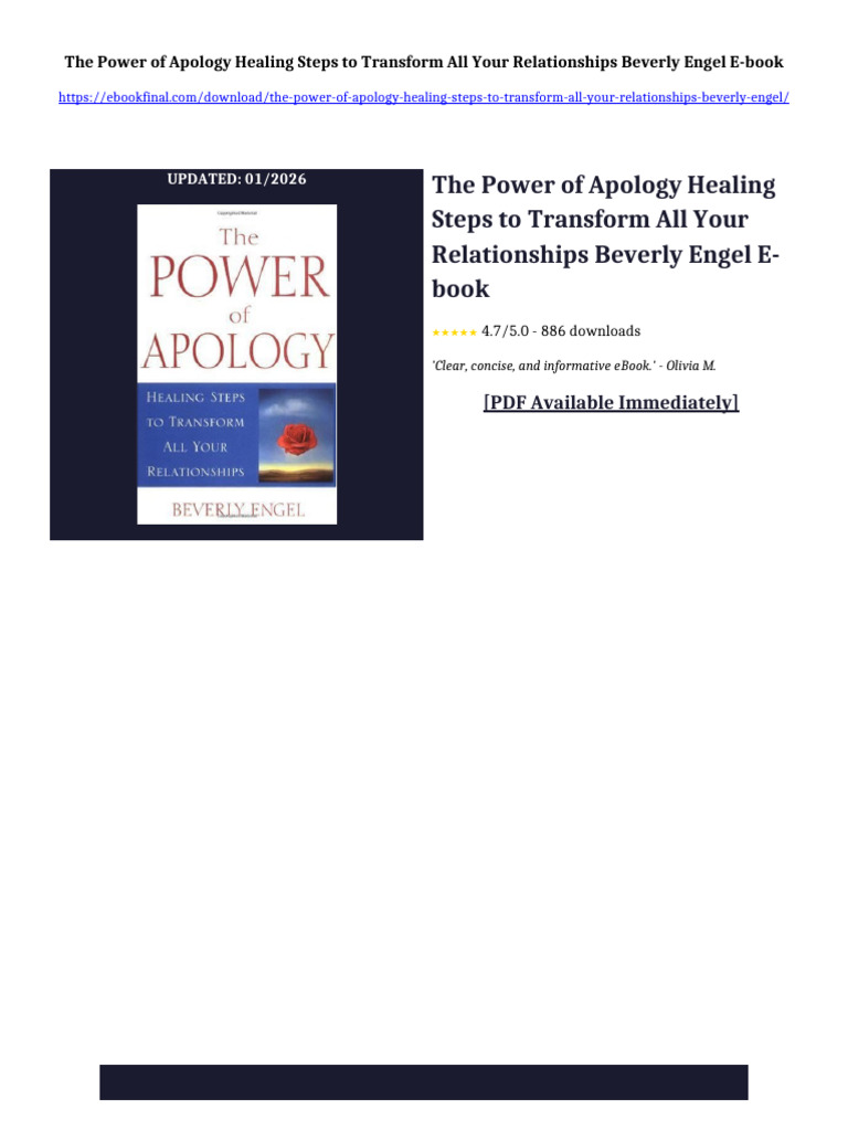 The Power of Apology Healing Steps to Transform All Your Relationships ...