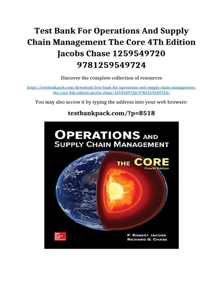 Test Bank for Operations and Supply Chain Management The Core 4th ...