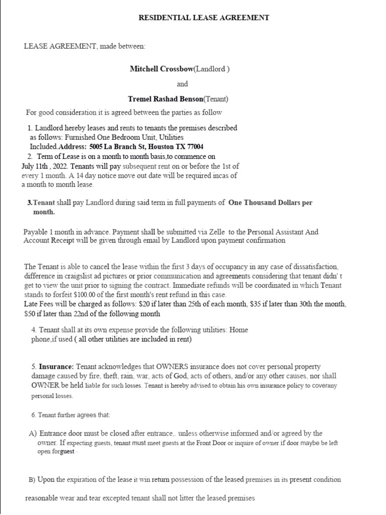 Tremel Lease Agreement | PDF | Lease | Leasehold Estate