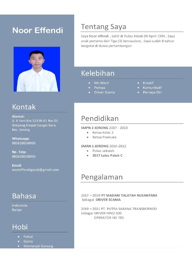 Cv. Noor Effendi (1) | PDF