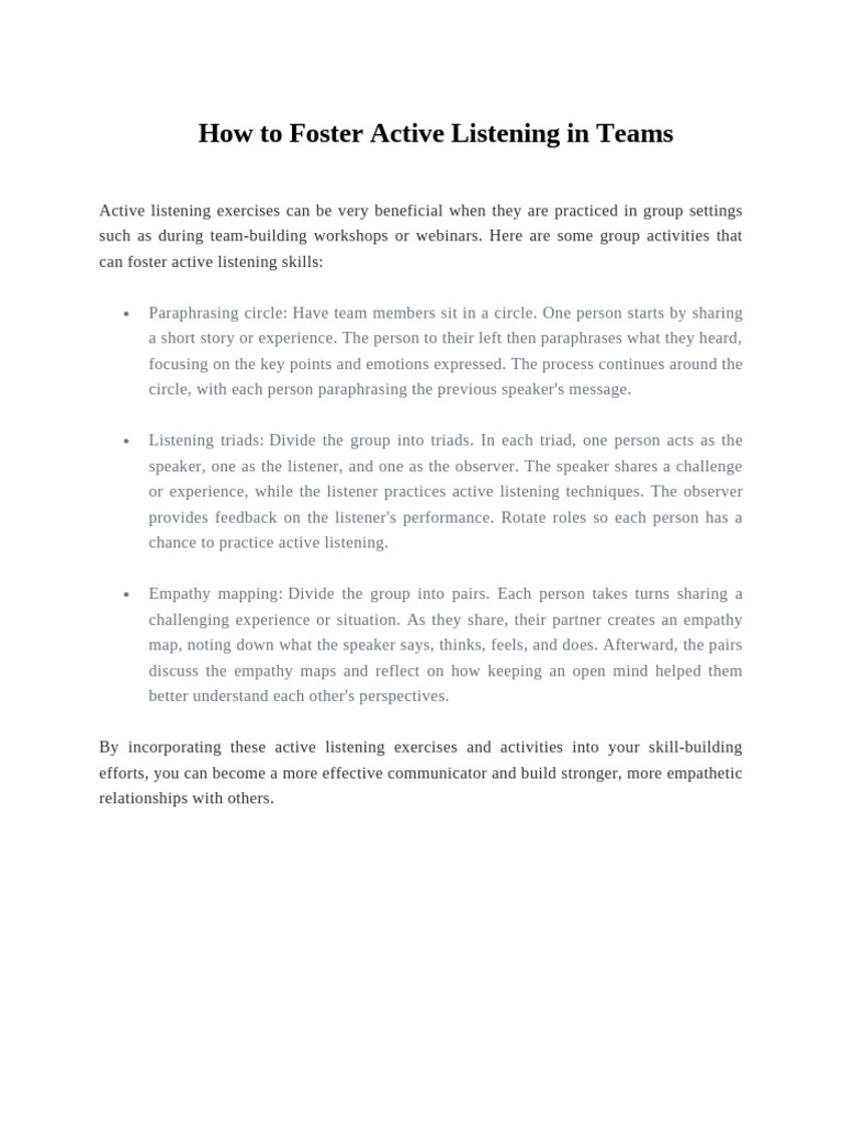 Active Listening Exercise | PDF