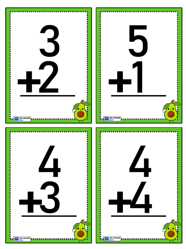 Addition Flashcards With Sums Ten or Less | PDF