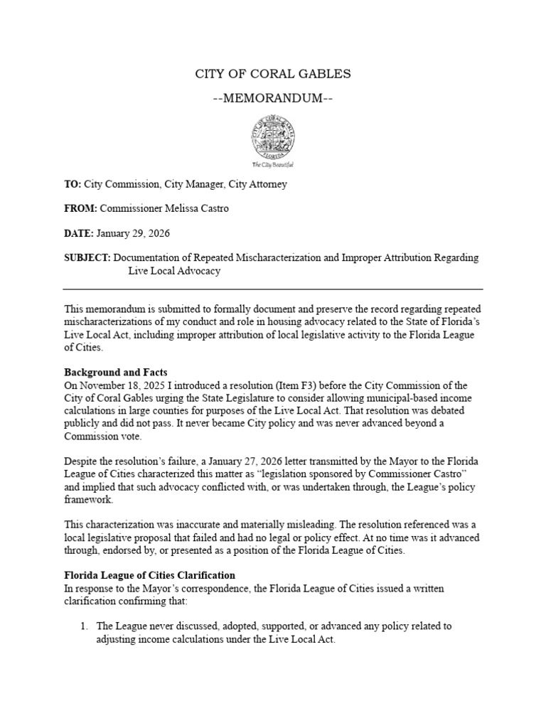 Memo - Documentation of Repeated Mischaracterization and Improper ...