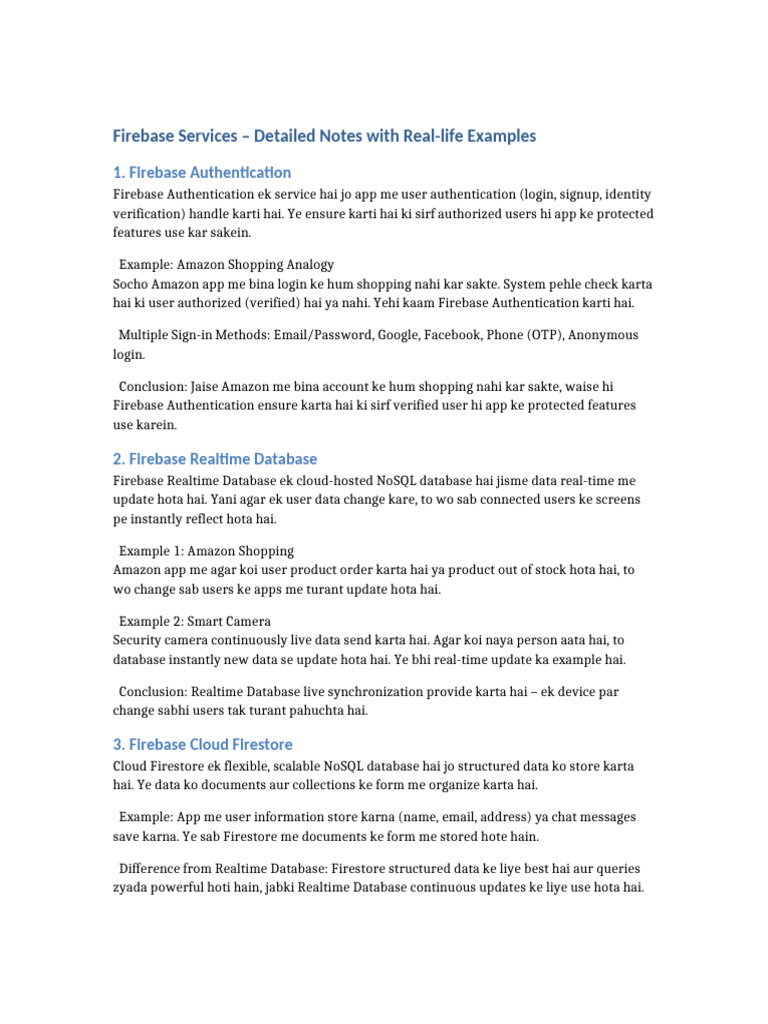 Firebase Services Notes With Real Life Examples | PDF | Computing ...