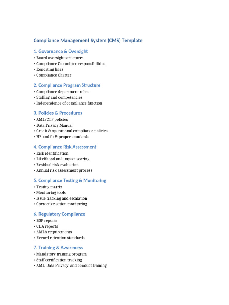 Compliance Management System Template | PDF