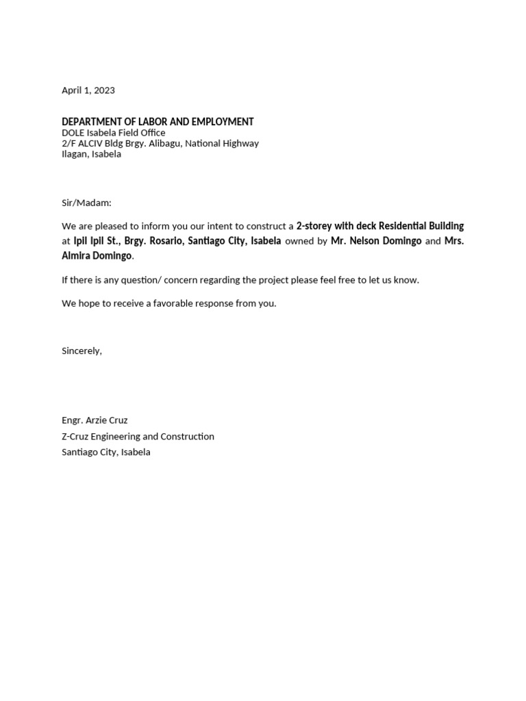 DOLE Letter of Intent | PDF