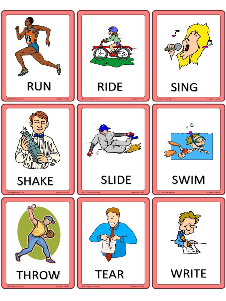 Irregular Verbs Small Flashcards With Labels - BIG CASE INFINITIVE | PDF